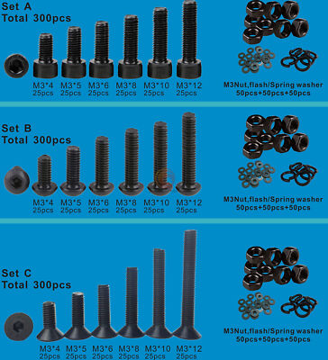 300pcs M3(3mm) Alloy Steel High Tensile Allen Bolts With Hex Nuts ...