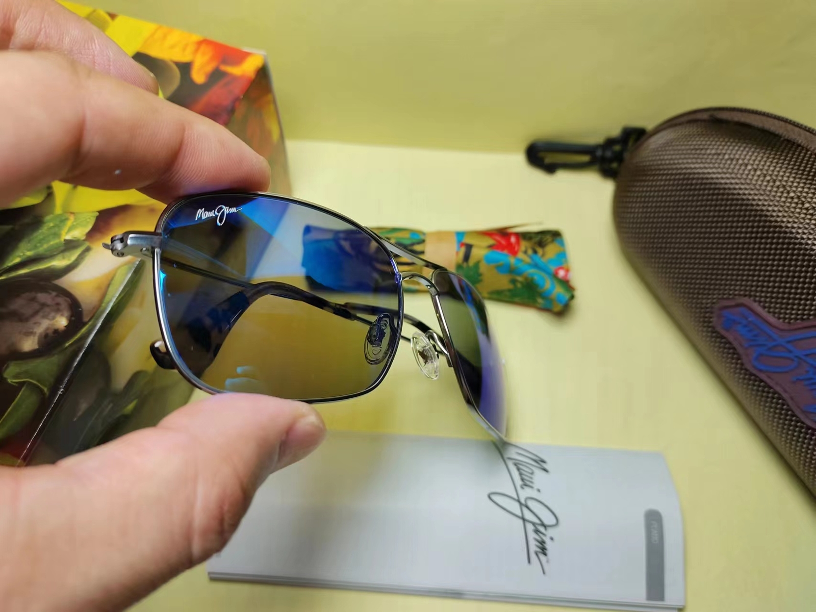 Maui Jim B246-17 WIKI WIKI Polarized Silver Frame Blue Hawaii Lens ...