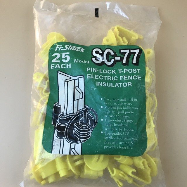 Yellow Pin-Lock Snap-On T-Post Insulators 25-Per Bag Fi-Shock SC-77 for ...