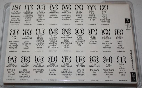 Stampin Up Retired Wood Unmounted OCCASIONS ALPHABET Letters Sayings ...