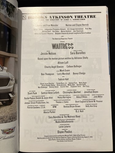 Signed Waitress Playbill w/ Insert Alison Luff, Colleen Ballinger ...