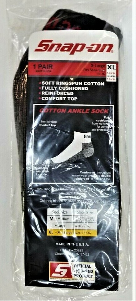 12 PAIRS Men's BLACK Snap-On Ankle Socks X-LARGE *FREE SHIP* MADE IN ...