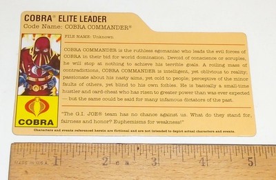 GI JOE File ID Card Filecard Senior Ranking Officers 2008 Cobra ...