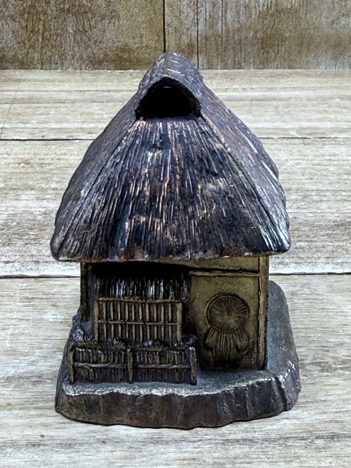 Vtg Metal Thatch House Barn Water Mill Shaped Incense Burner Farm ...