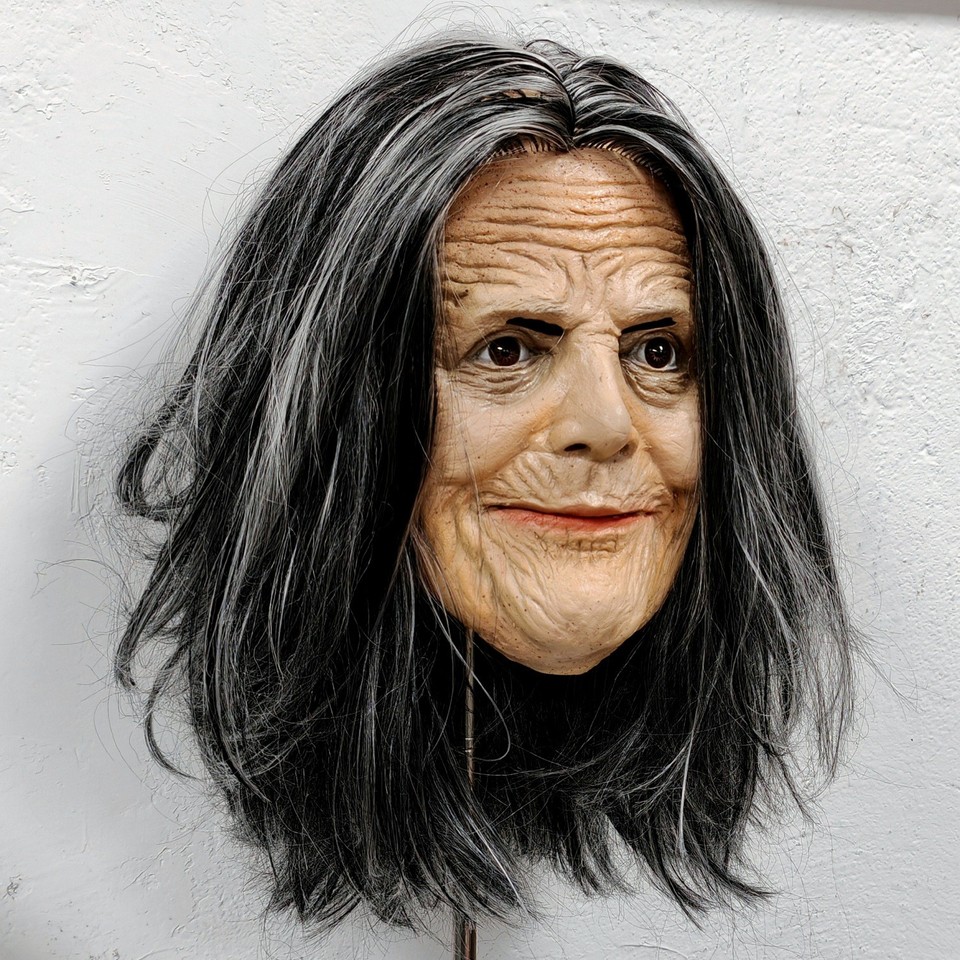 Scary old woman latex mask with long hair | eBay