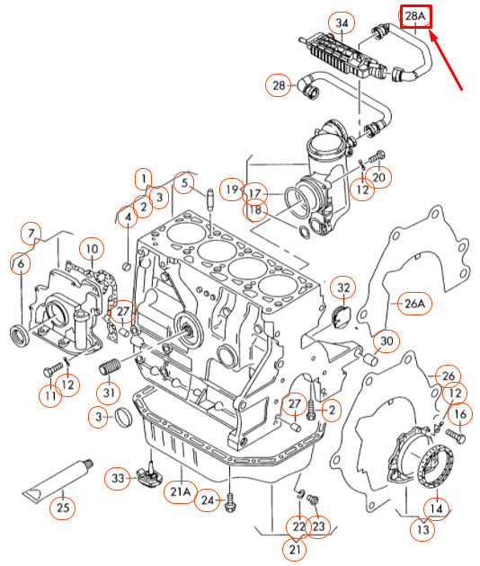 Original Volkswagen 036103493EC Hose Crankcase Ventilation VW Caddy ...
