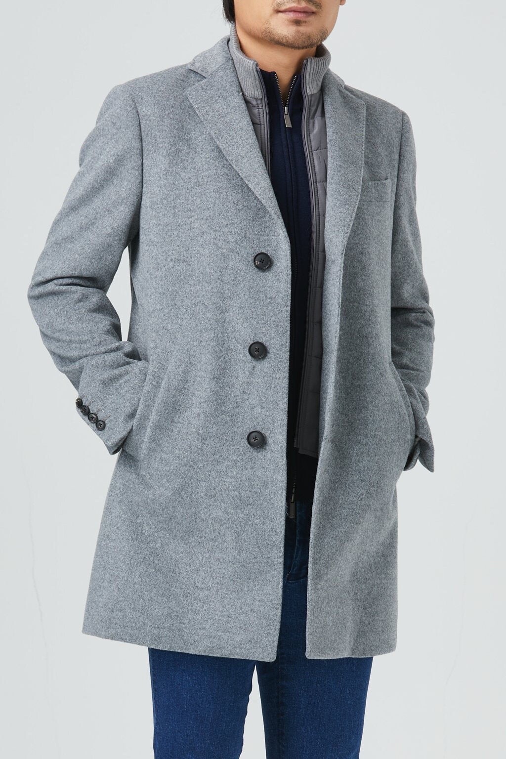 Cardinal of Canada Mens Light Grey Overcoat W/ Removable Bib 100% Wool ...