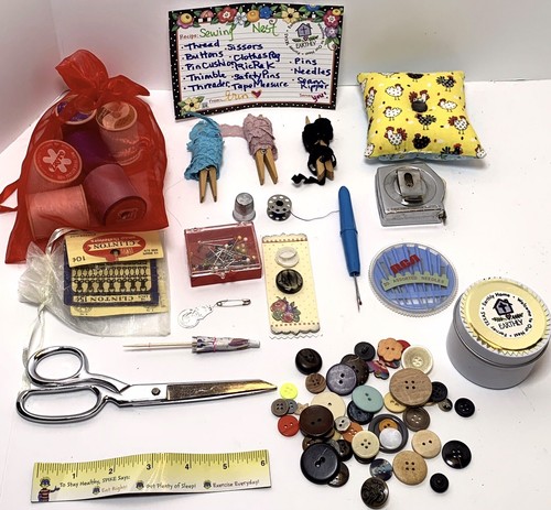 Sewing Basket Notions Keepsake Box Treasure Hope Chest Nest Vintage ...