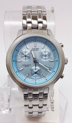 Casio Beside BEL500D-2A Ladies Blue Dial Stainless Steel Dress Watch ...