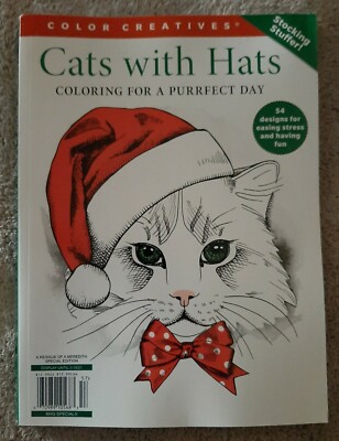 Color Creatives Cats With Hats Adult Coloring Book 54 Designs Stocking ...