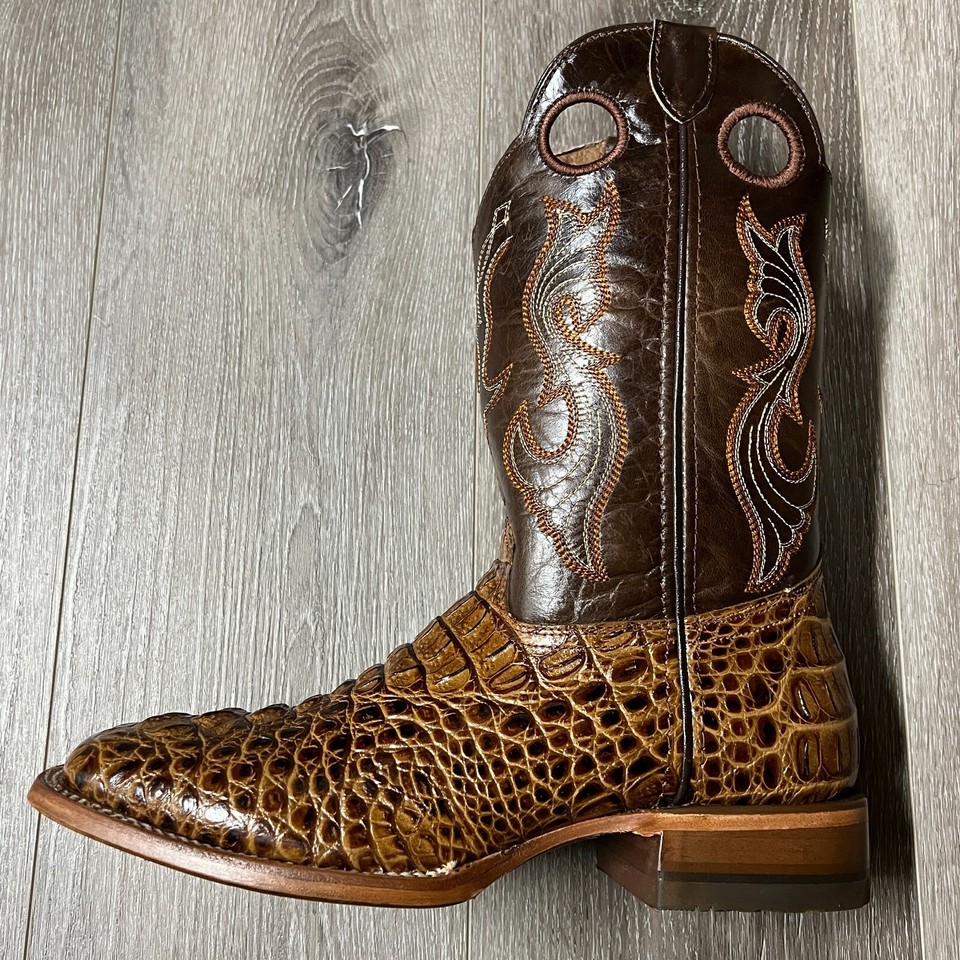 MEN'S RODEO COWBOY ALLIGATOR NECK PRINT WESTERN SQUARE TOE BOOTS MEXICO ...