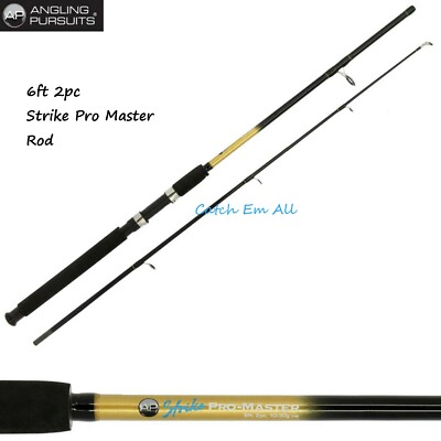 6ft Strike Master 2pc Spinning Fishing Rod Pike Perch Trout Bass Sea ...