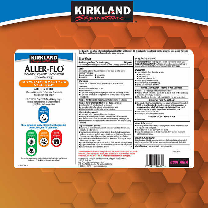 Kirkland Aller-Flo Nasal Spray Fluticasone Flonase Allergy Relief 15 ...