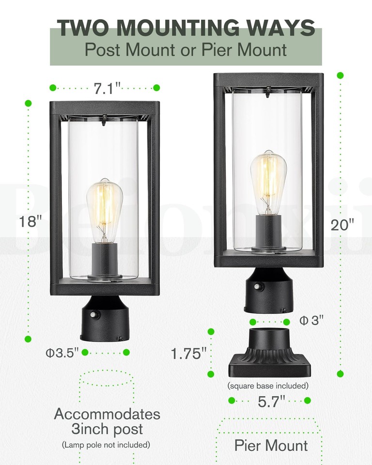 Beionxii Outdoor Post Lights Dusk to Dawn Large Lamp Post Light Fixture ...