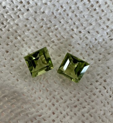 Peridot Square 5 MM, Matching Pair, Good Color, Cut, Calibrated, Eye ...
