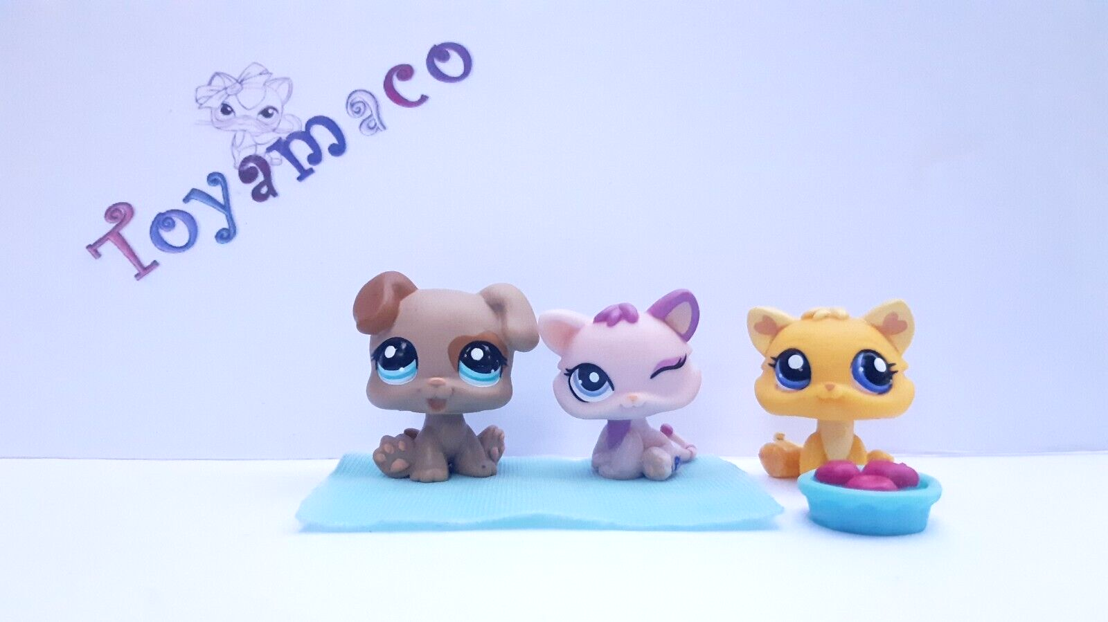 Original LPS Littlest Pet Shop Puppy #1482 + 2 x kitten #1481 (#1744 ...