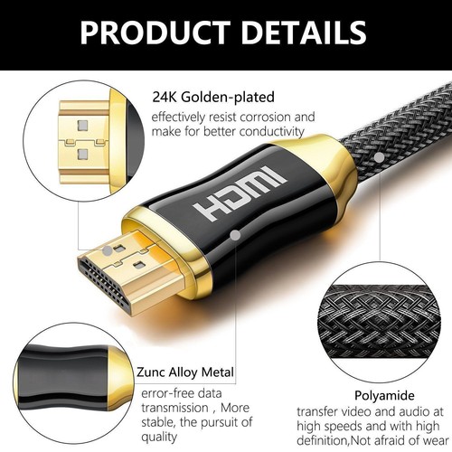 Durable HDMI Cable 1 Meter: Corrosion-Resistant Connectors, Clear Audio ...