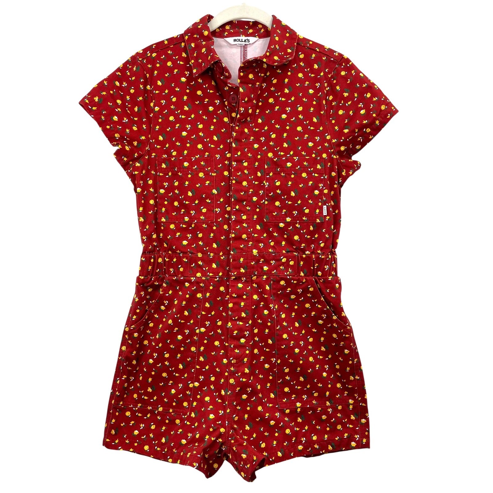Rolla's Alpine Floral Hamptons denim Romper Size S retro style hippie