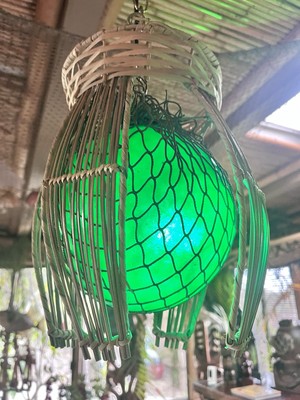 NEW Rattan Float Lamp w Netting W/green Led Bulb Smokin Tikis Oceanic ...