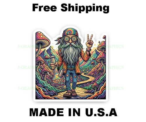 Hippie Psychedelic Stoner 420 Vinyl Decal Sticker Peace Music Hippy ...