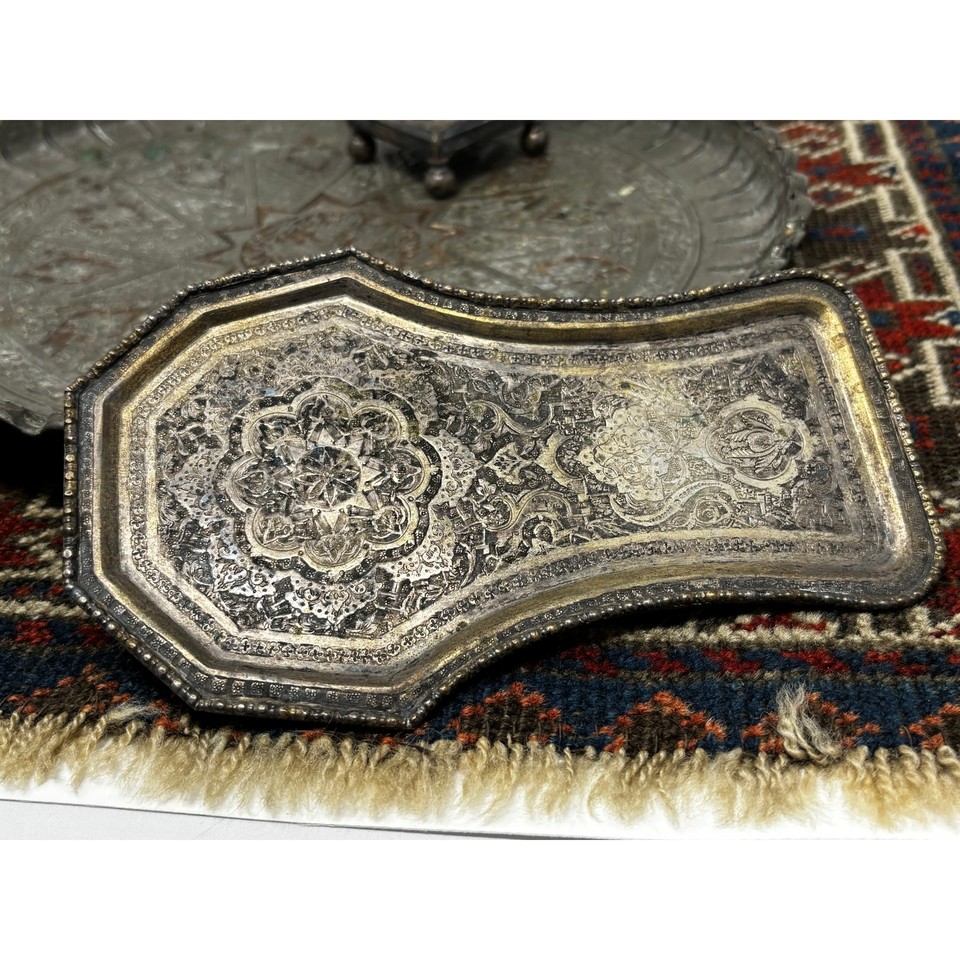 Antique Russian Samovar Tea Set with Tray – Silverplate, Bone Handles ...