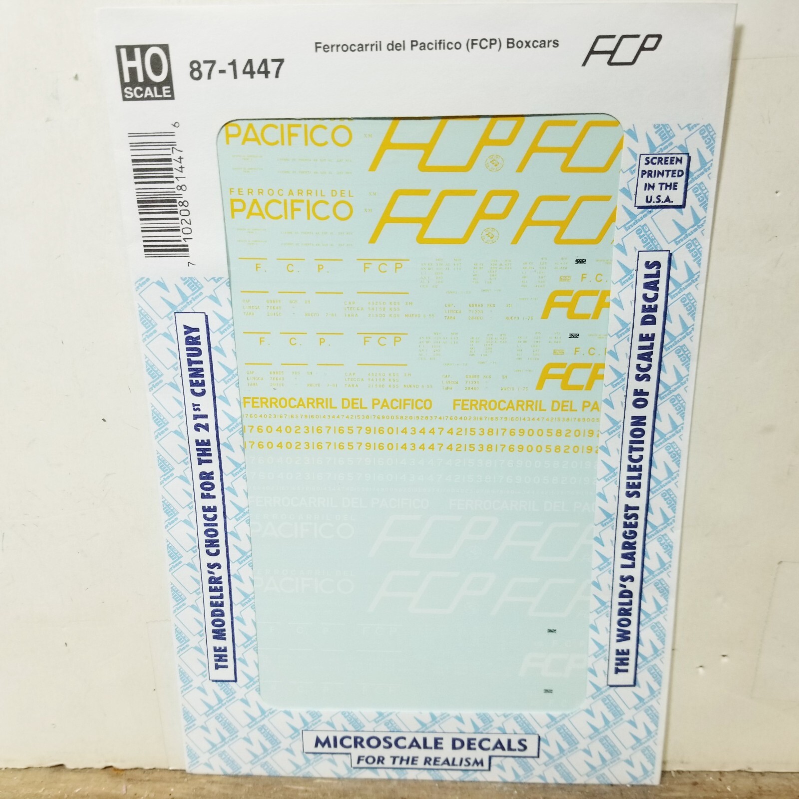 FERROCARRIL del PACIFICO Railroad Boxcars Microscale Decals 87-1447 HO ...