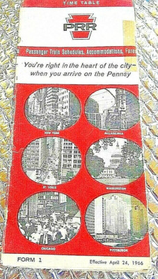 April 24 1966 Timetable PRR Form 1 Passenger Train Schedules Brochure ...