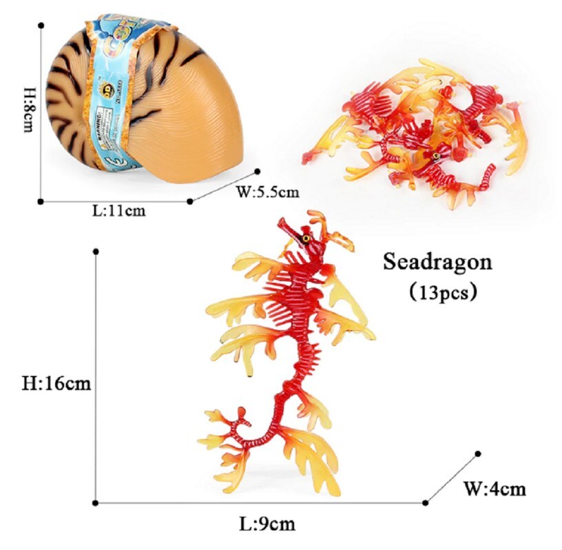 16cm 13parts of Sea Dragon Fish Plastic Toy Ocean Animal Figure Kids ...