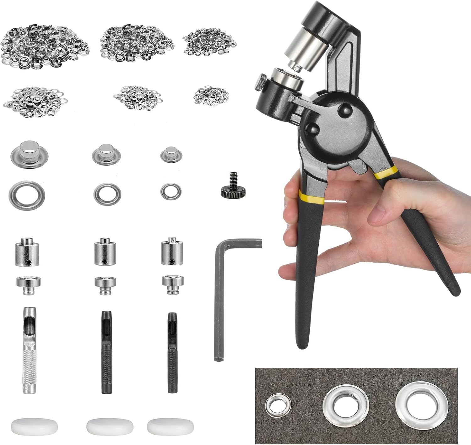 Grommet Tool Kit 8Mm 10Mm 12Mm Hand Press Multi-Size Eyelet Pliers Kit ...