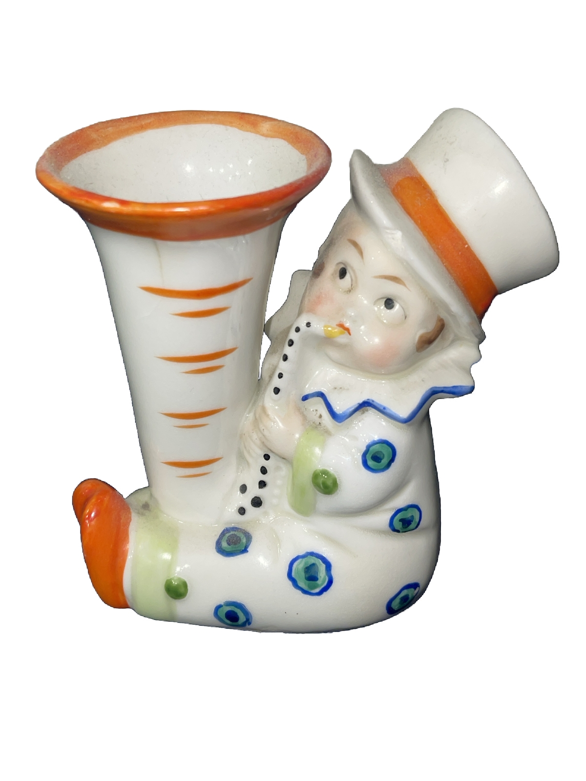 Antique Clown Vase Germany Porcelain Polka Dots 4” Googly Toothbrush ...