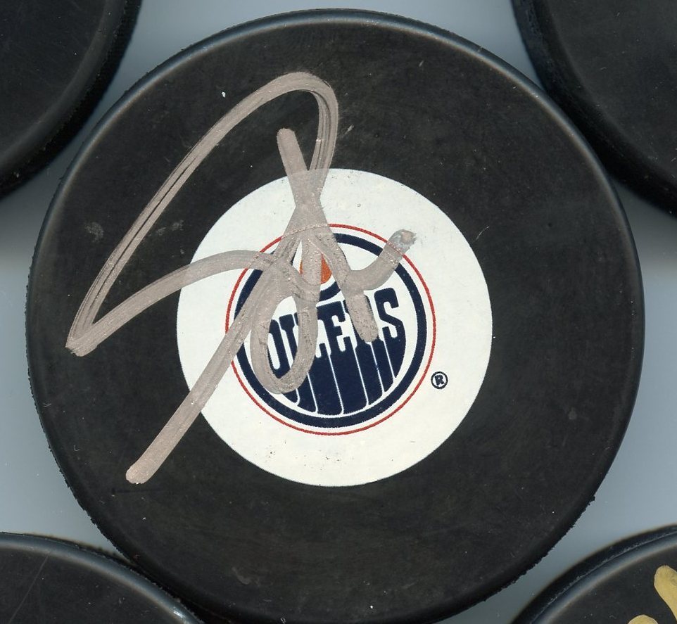 ADAM GRAVES EDMONTON OILERS SIGNED HOCKEY PUCK w/ COA | eBay