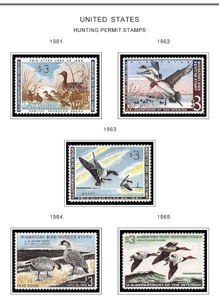 COLOR PRINTED USA FEDERAL DUCK 1934-2020 STAMP ALBUM PAGES (46 illustr ...