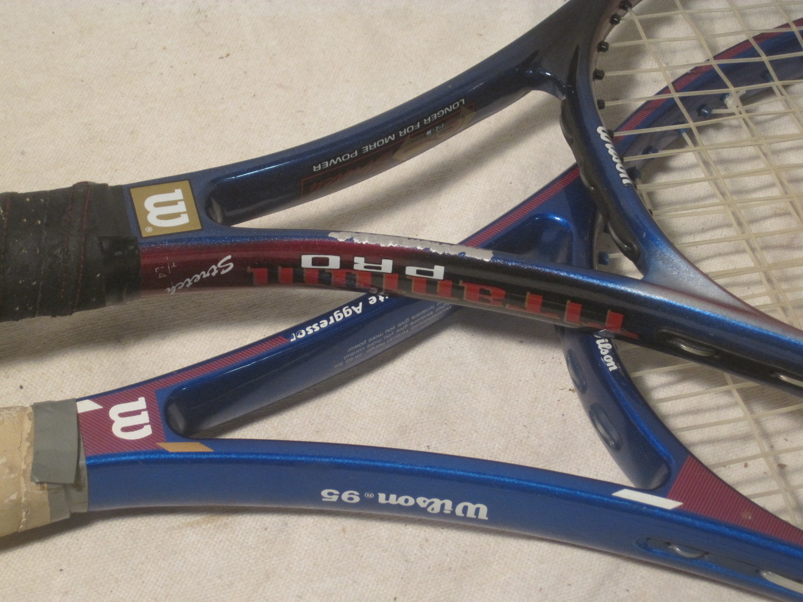 2 x pre-owned Tennis Racquet racquets racket Wilson Graphite Aggressor ...