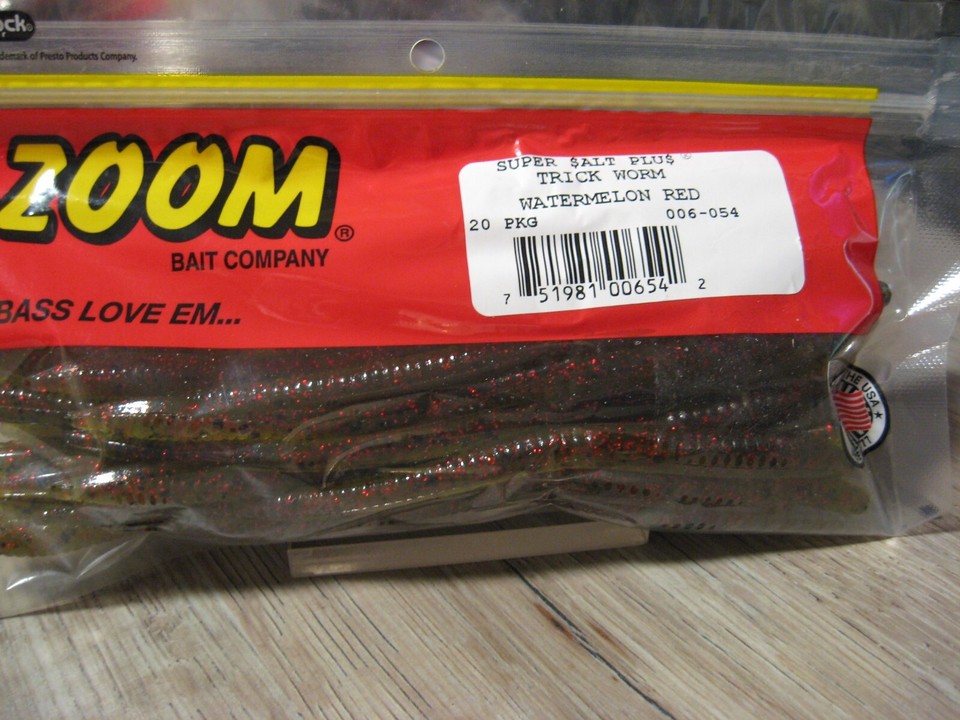 Zoom Soft Baits - 6 1/2" Trick Worms 006 - Choose Colors - 20 Worms Per ...