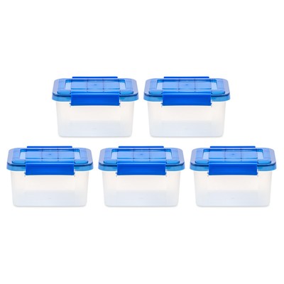 6 Qt Plastic Stackable Boxes 6PCS Latching Storage Container Bin Blue ...