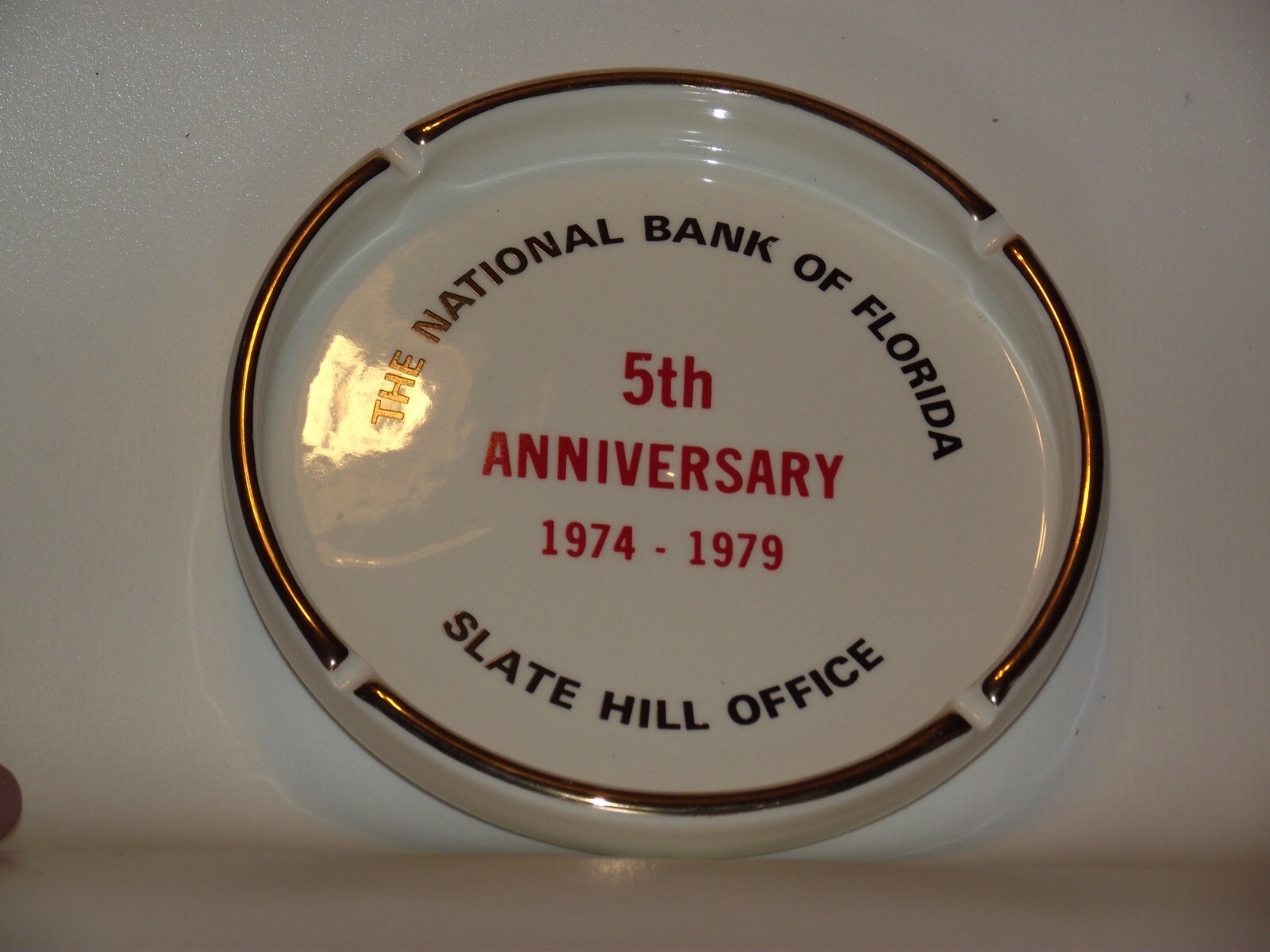 Vintage The National Bank of Florida Slate Hill, NY 5th Ann. Glass ...