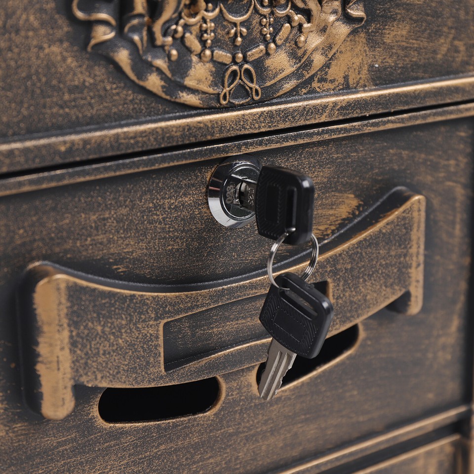 European Retro Wall-mounted Mailbox Security Vintage Mail Drop Box W ...