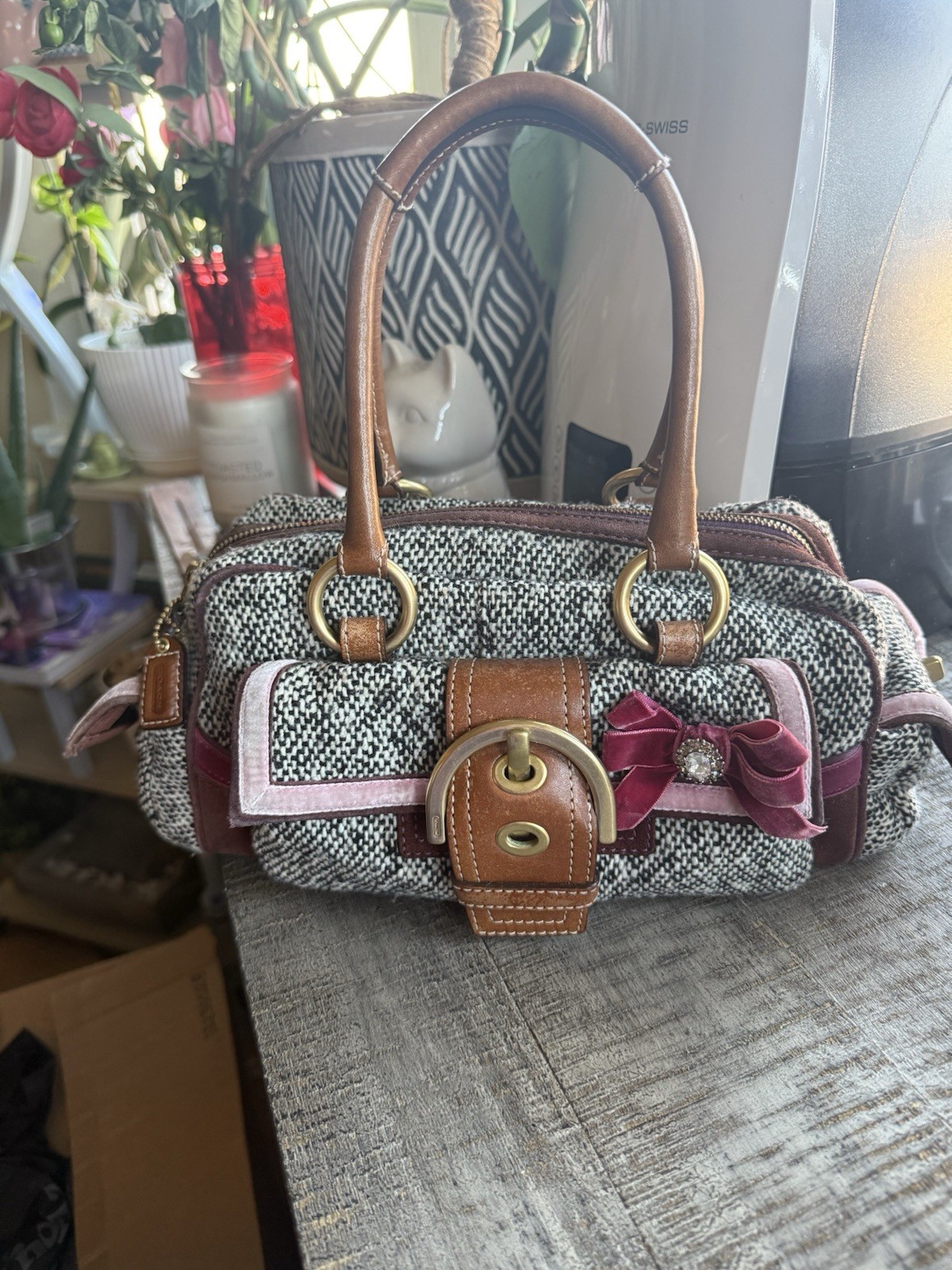Coach Vintage 8F01 Soho Tweed Demi Shoulder Bag Y2K B… - Gem
