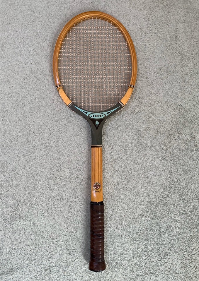 RARE VINTAGE TAD DAVIS “JET” PATENT WOOD TENNIS RACKET W/ PRESS & COVER ...
