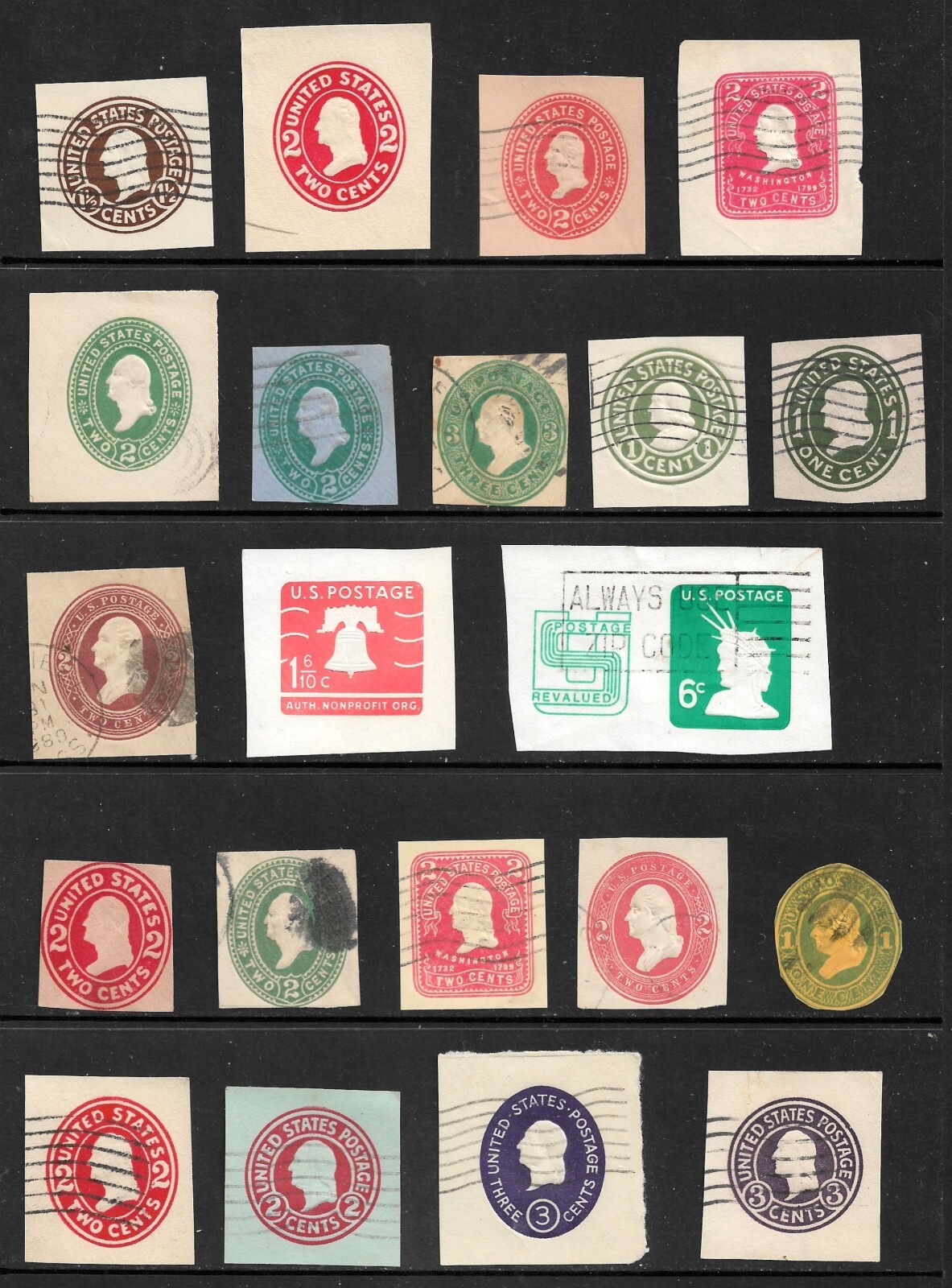 US Stamps Mixed Lot of 21 Different Older Envelope Cut Squares Mint ...