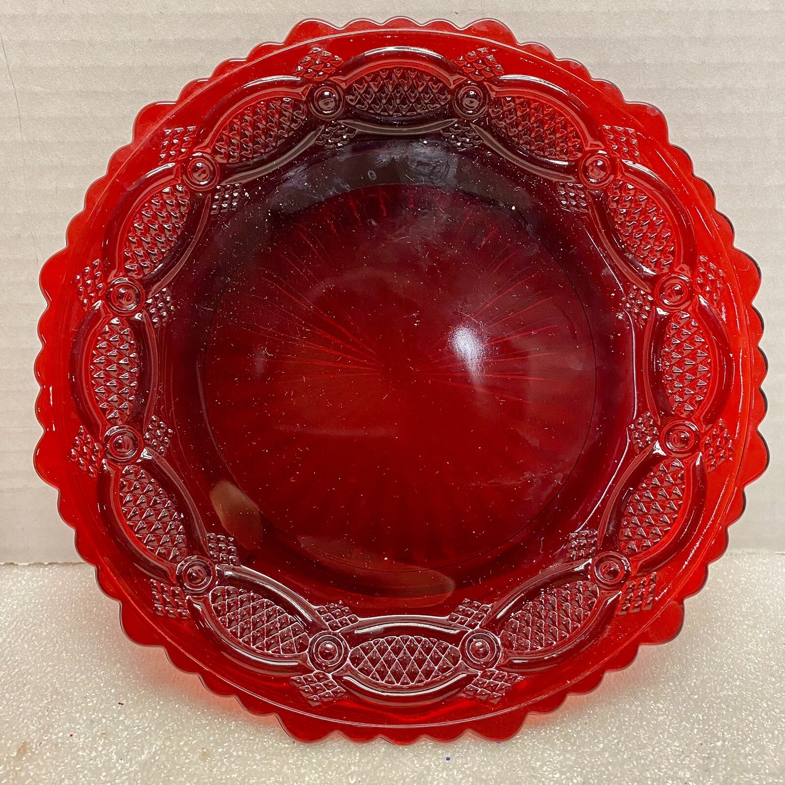 VTG Avon 1876 SET 8 Cape Cod Red Glass Snack Plates Nut Dish Footed ...
