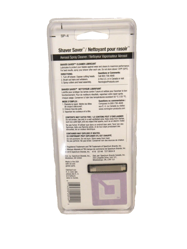 Remington SP-4 Shaver Saver Cleaner and Lubricant Spray / 3.8 oz Can | eBay