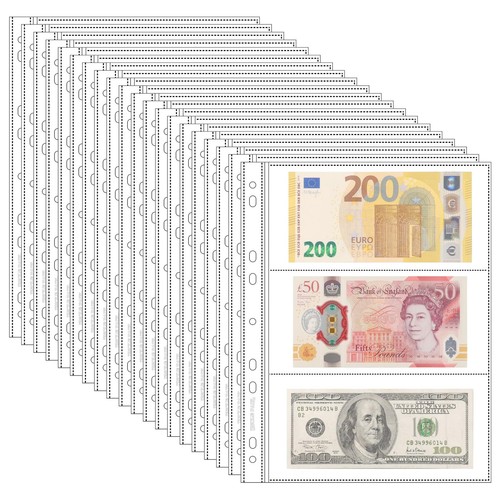 20 Sheets Currency Pages for Paper 20 Sheets(3 Pockets/Sheet ...