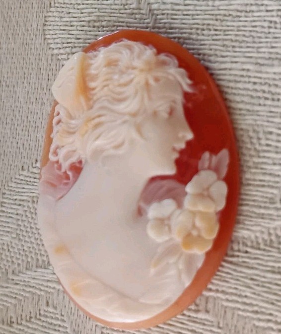 Antique Carved Shell Cameo PSYCHE GODDESS of the Soul Butterfly Symbol ...