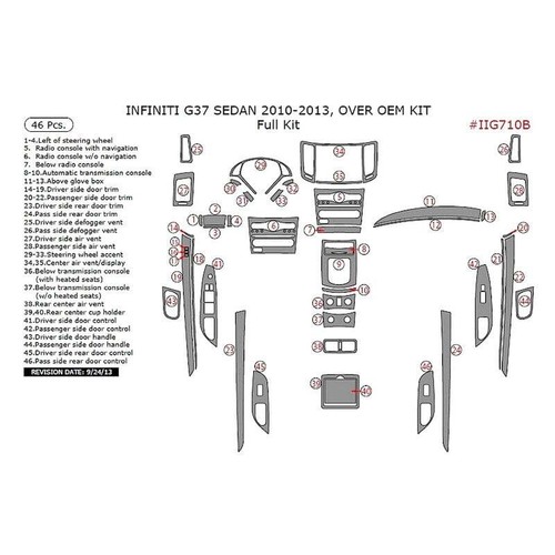 For Infiniti G37 10-13 Remin Real Medium Burl Wood Full Dash Kit 46 Pcs ...