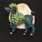 New Fashion Women Cute AB Green Poodle Dog Crystal Charm Brooch Pin ...