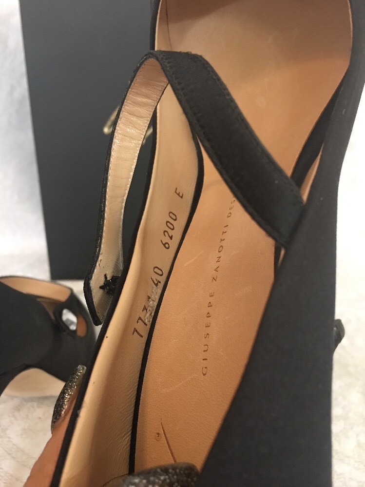 Guisseppi Shoe Black Satin 100 Scarpa Raso Doppiato Front Strap Size 40 ...