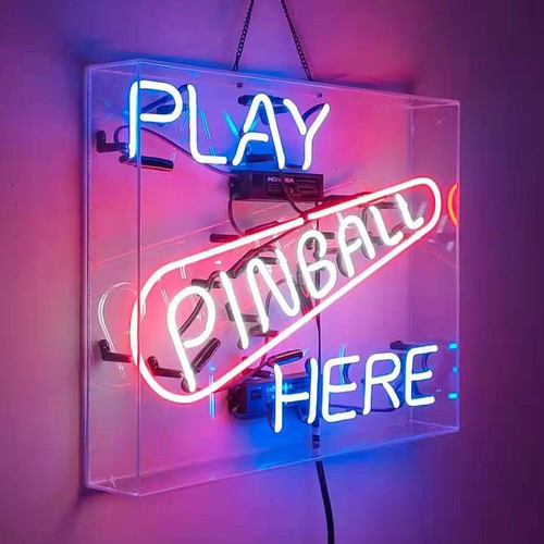 Play Pinball Here Neon Signs Bar Pub Party Home Recreation Room ...