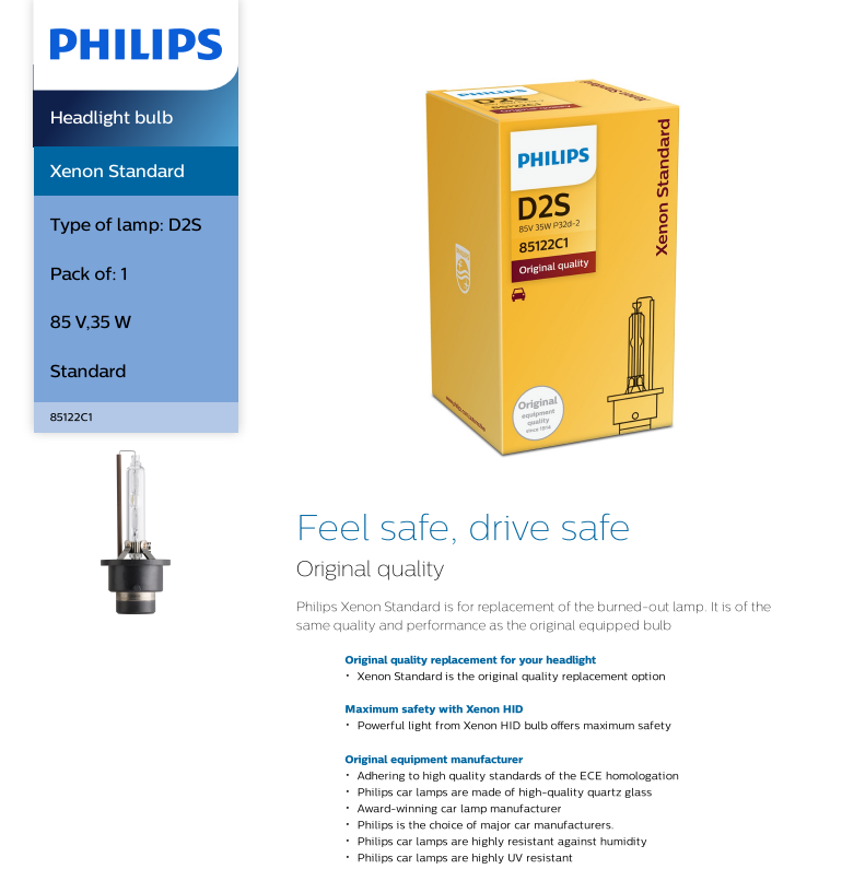 2PCS PHILIPS D2S 4200K HID Xenon Headlight Bulbs for Toyota Honda Mazda ...