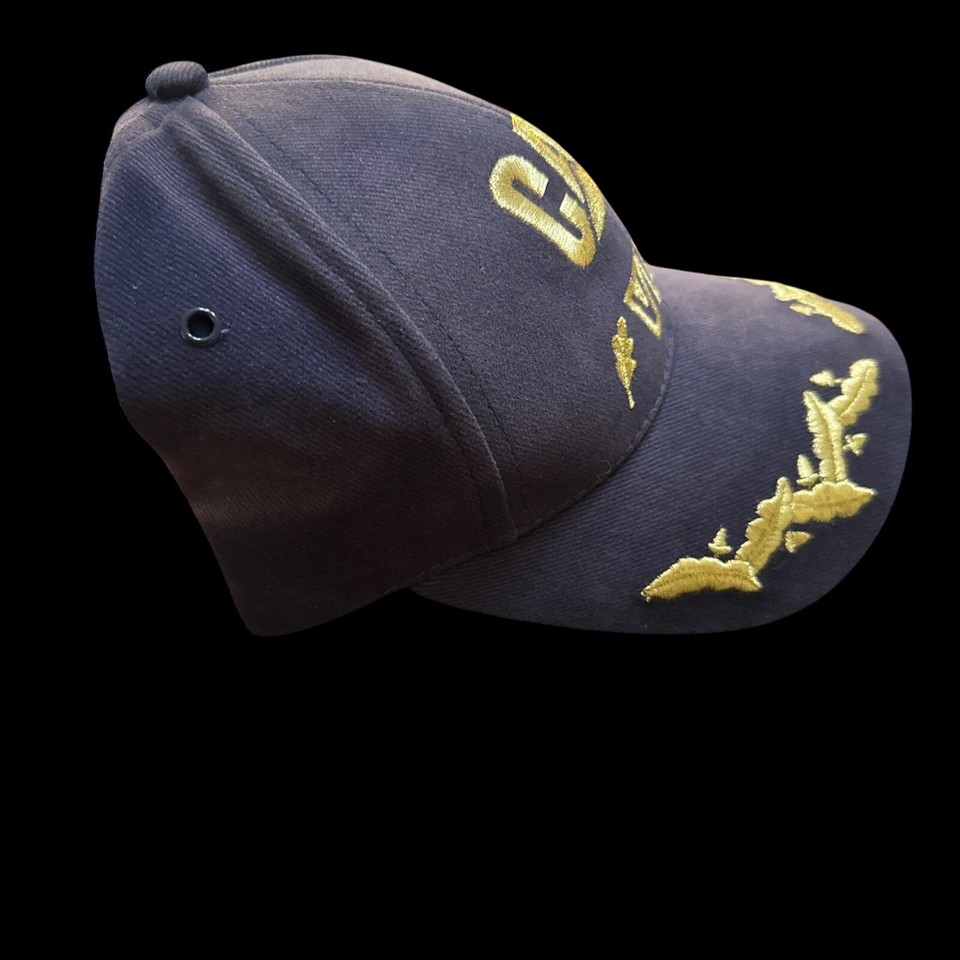 Cat Caterpillar VIP Hat Cap Blue Strap Back Gold Logo Scrambled Eggs ...